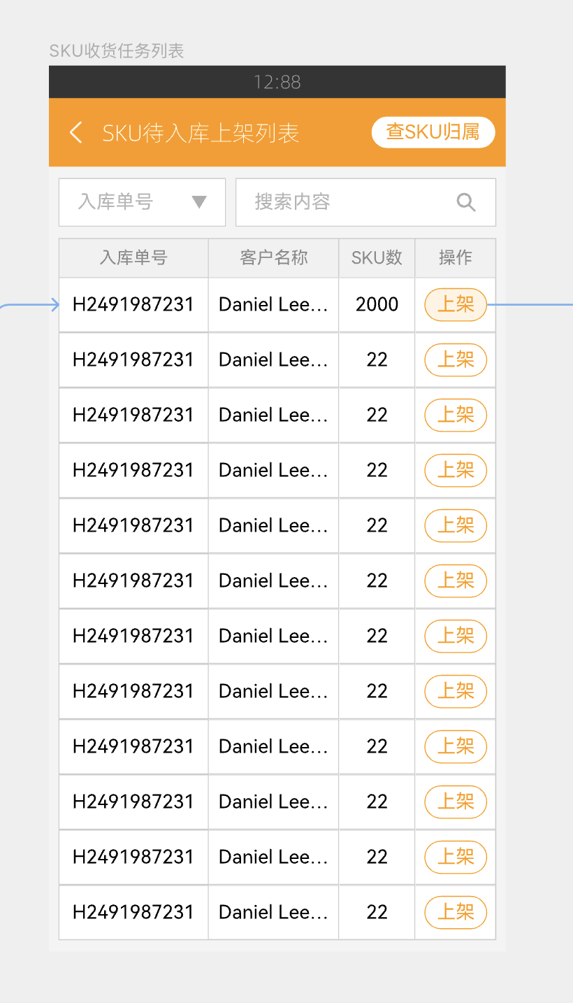 Bug 3445 【pda Sku入库上架】sku待入库上架列表页面需要有 查sku归属”按钮和功能 物流管理系统 禅道